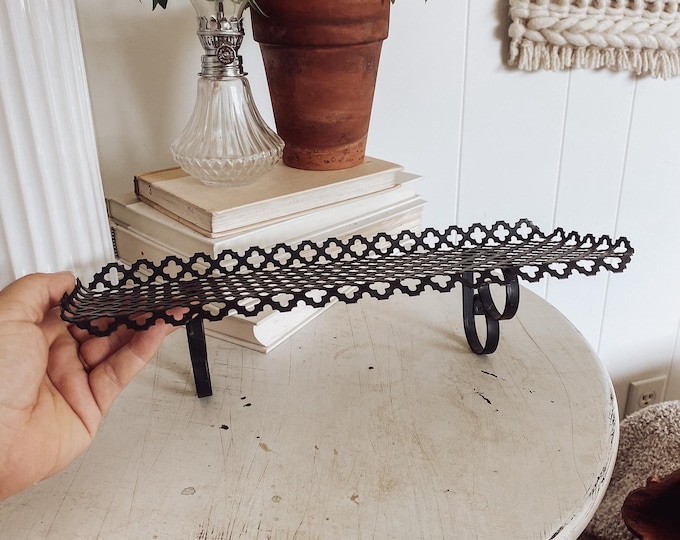 MCM Black Metal Mesh Wall Shelf, Vintage Shelf, Retro Metal Shelf ...