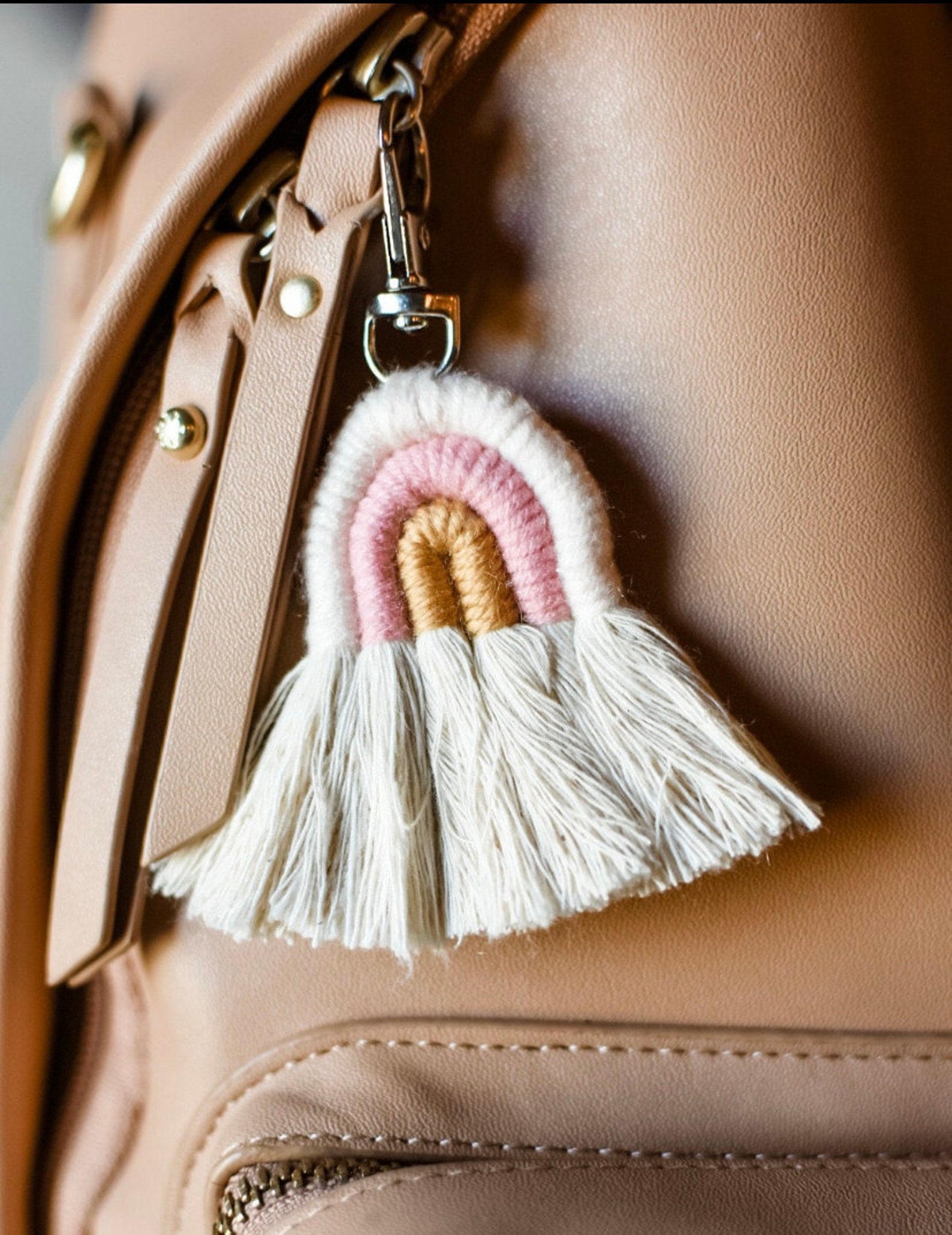 Rainbow Wood Bead Keychain Wood Bead Key Fob Boho Rainbow | Etsy