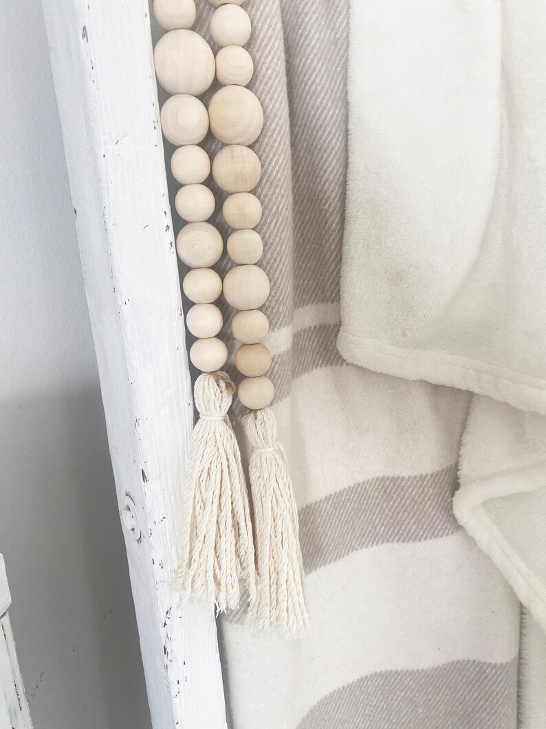 Boho Wood Bead Garland, Coastal Farmhouse Home Decor, Garland, Home ...