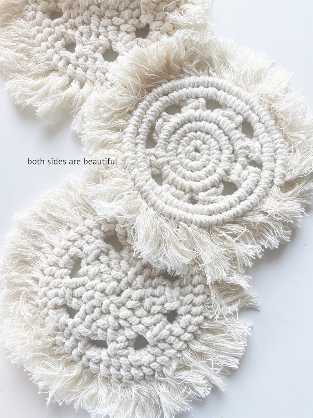 Large Boho Coaster, Round Macrame Coaster, Candle Mat, Macrame Coaster ...