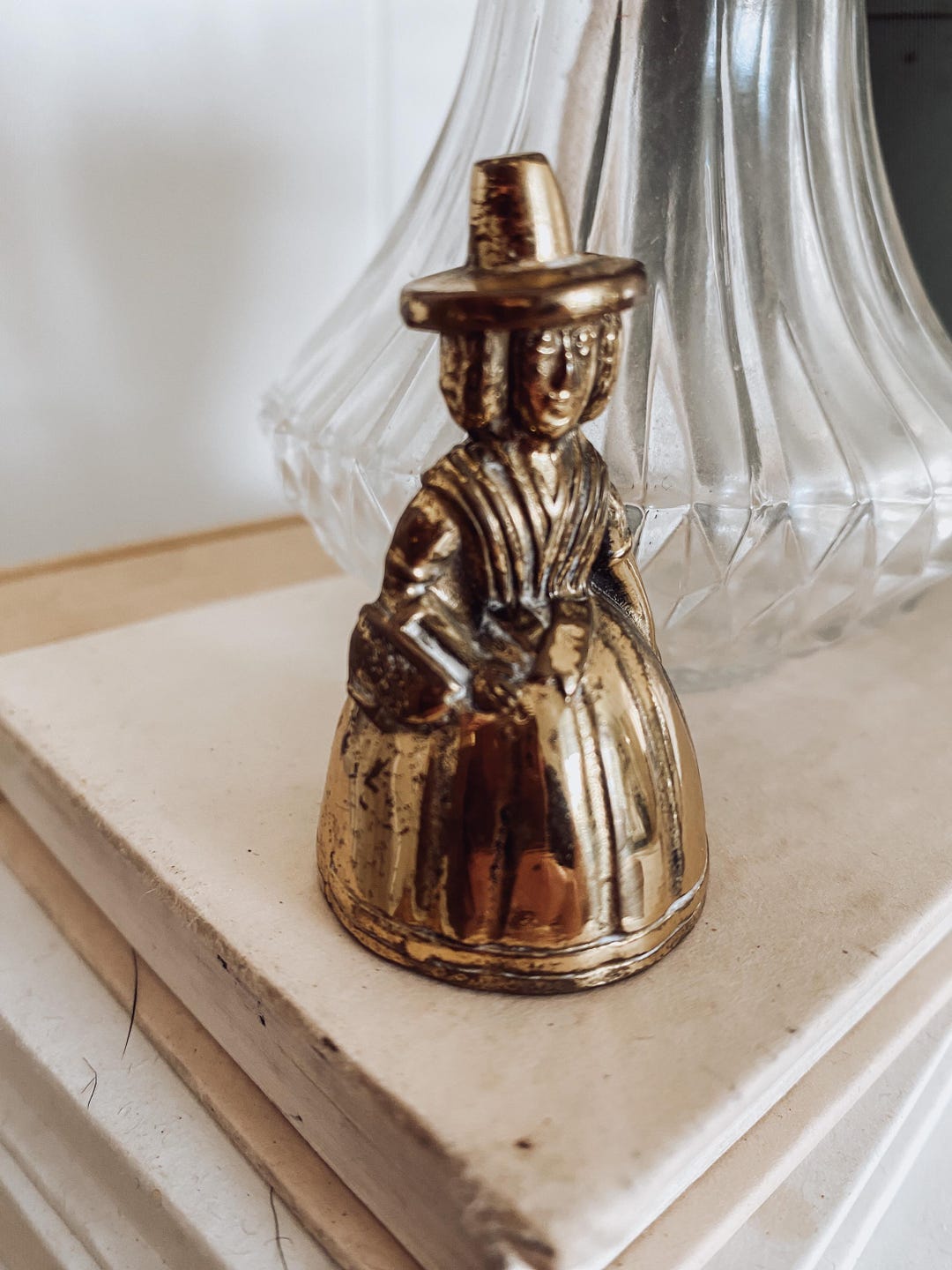 Vintage Brass Welsh Lady Bell, Gold Brass Unique Service Table Bell ...