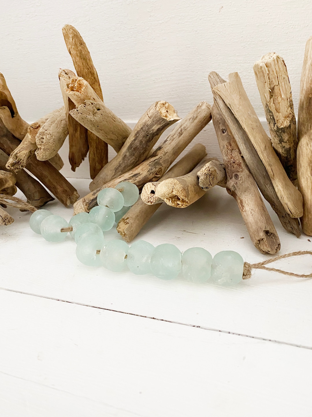 Coastal Decor, Sea Glass Garland, Coastal Bead Garland, Bohemian Decor ...