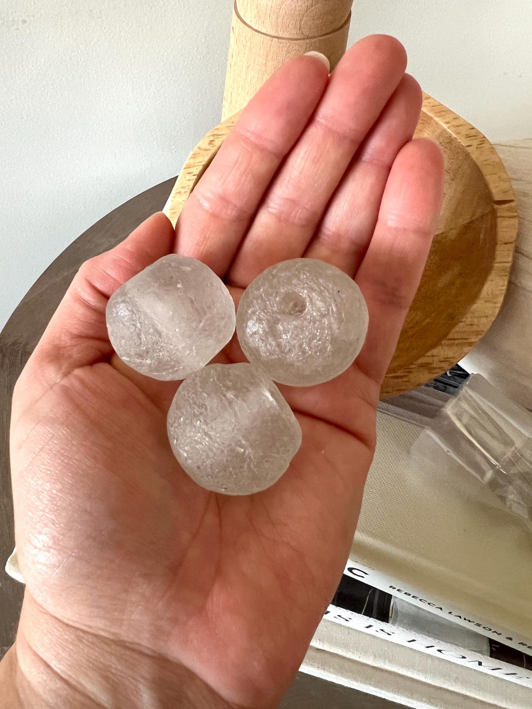 Sea Glass Beads, Jumbo Clear Recycled, Large Glass Beads, 35mm Beads ...