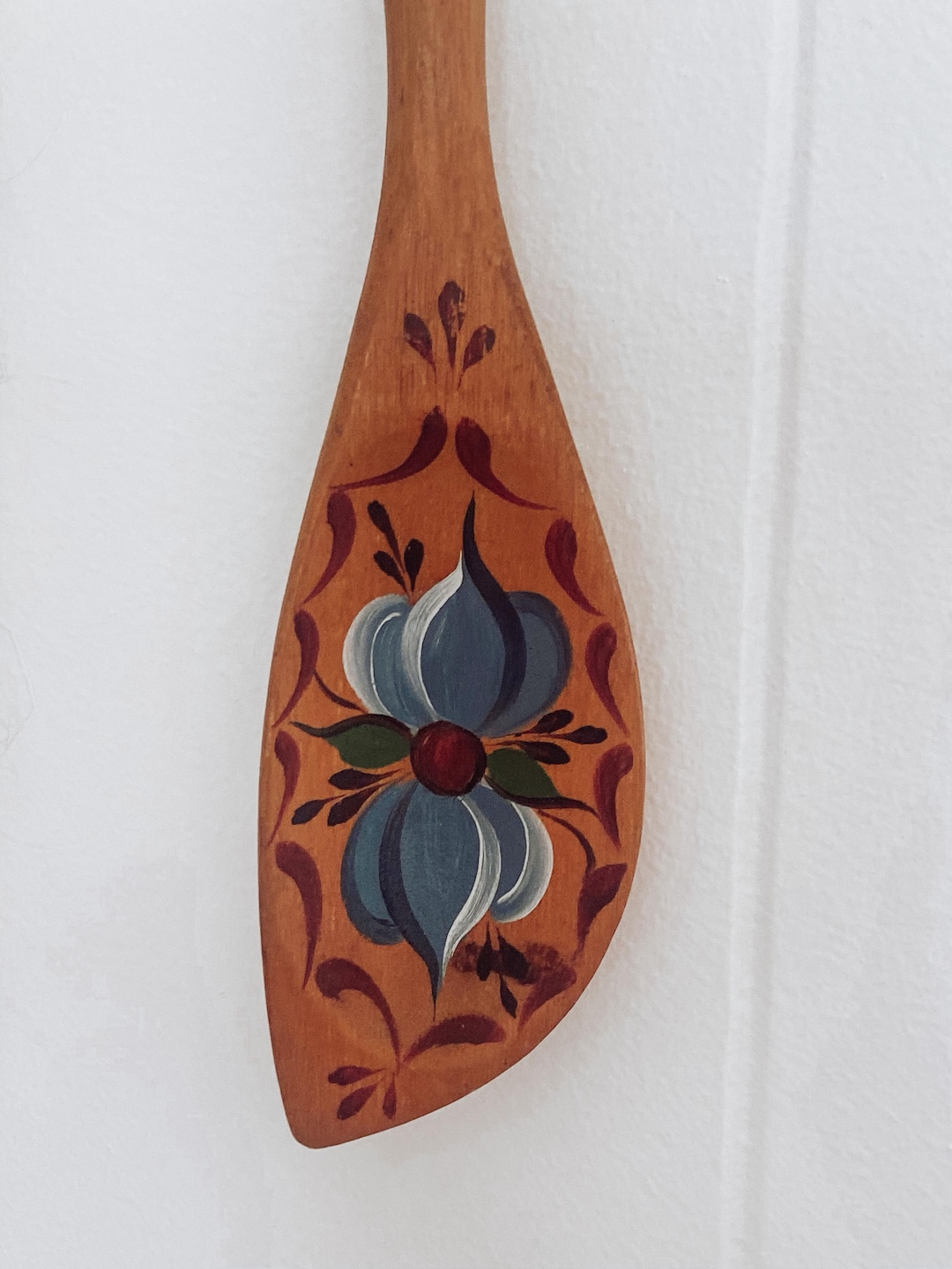 Vintage Wood Hand Painted Folk Art Spoon, Cottage Core Home Decor ...