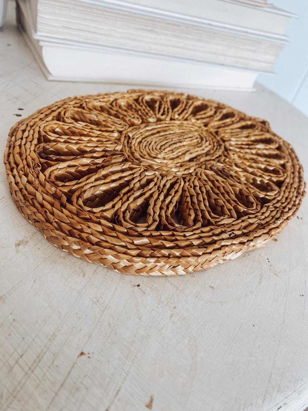 Vintage Rattan Trivet, Woven Wicker Straw Trivet Wall Decor, Vintage ...