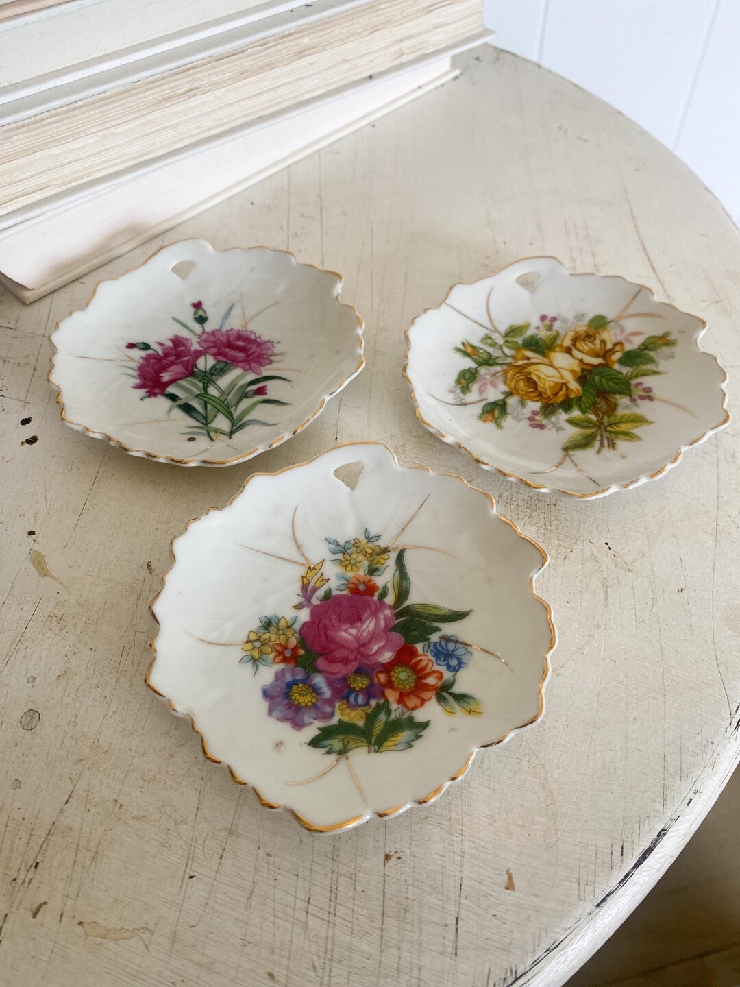 Vintage Flower Butter Pats, Butter Dish, Antique Home Decor, Tea Bag ...