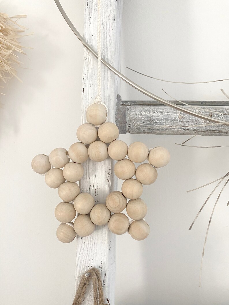 Wood Bead Home Decor Wood Bead Star Garland Decorative - Etsy