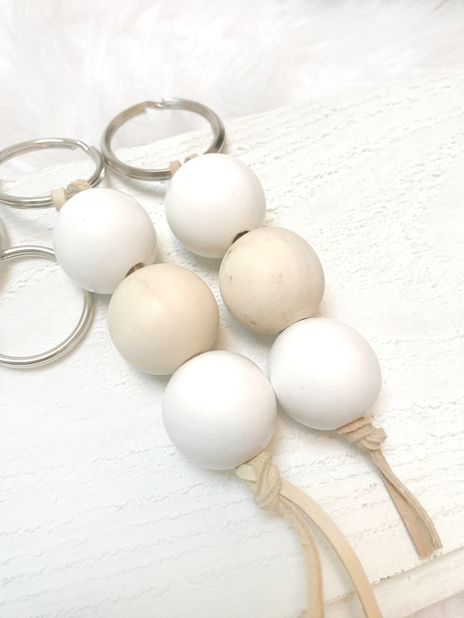 Boho Keychain Beach House Gift Wood Bead Keychains Beaded - Etsy