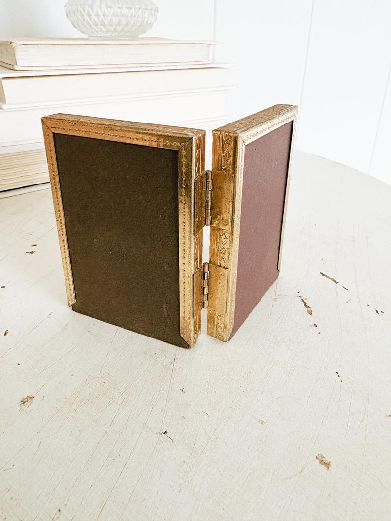 Vintage Hinged Double Folding Gold Picture Frame, Antique Gold Frame ...