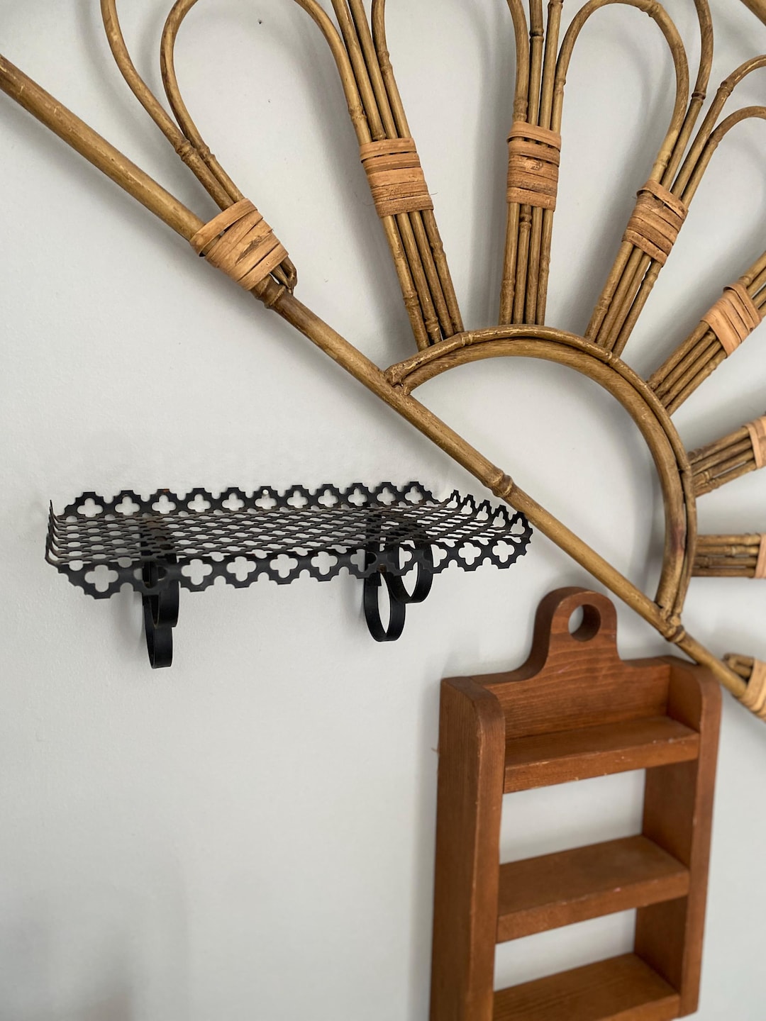 MCM Black Metal Mesh Wall Shelf, Vintage Shelf, Retro Metal Shelf Wall ...