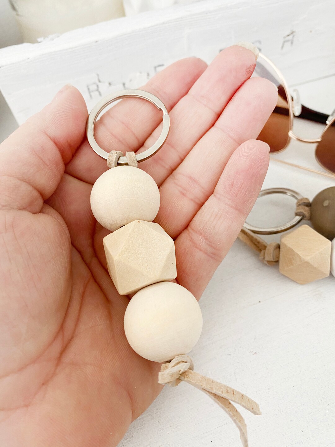Wood and Leather Keychain, Key Ring, Key Chains for Women, Boho ...