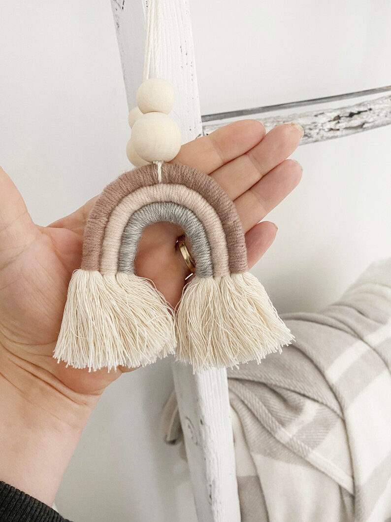 Rainbow Wall Hanging Personalize Boho Rainbow Neutral | Etsy