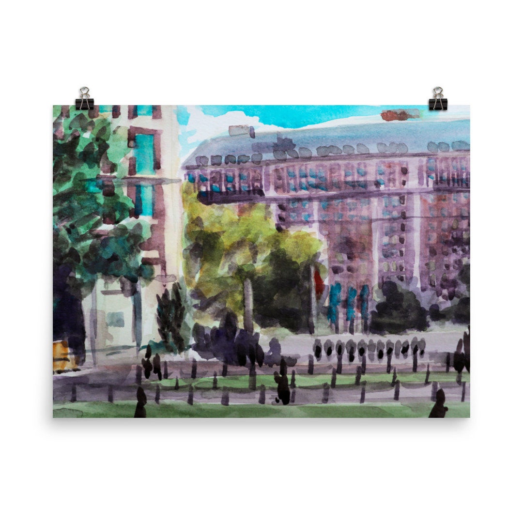 Columbia University John Jay Hall Poster Print and Original Watercolor ...