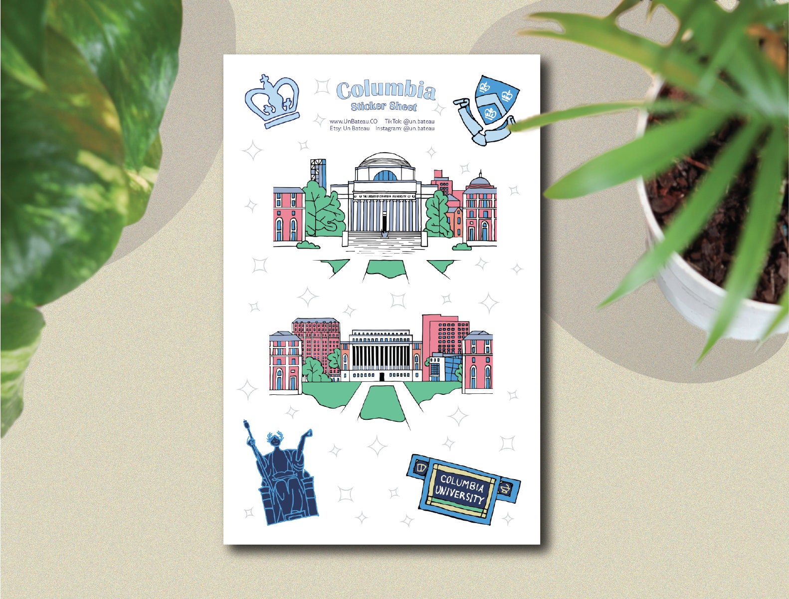 Columbia University Illustration Stickers / Vector Artwork Aesthetic ...
