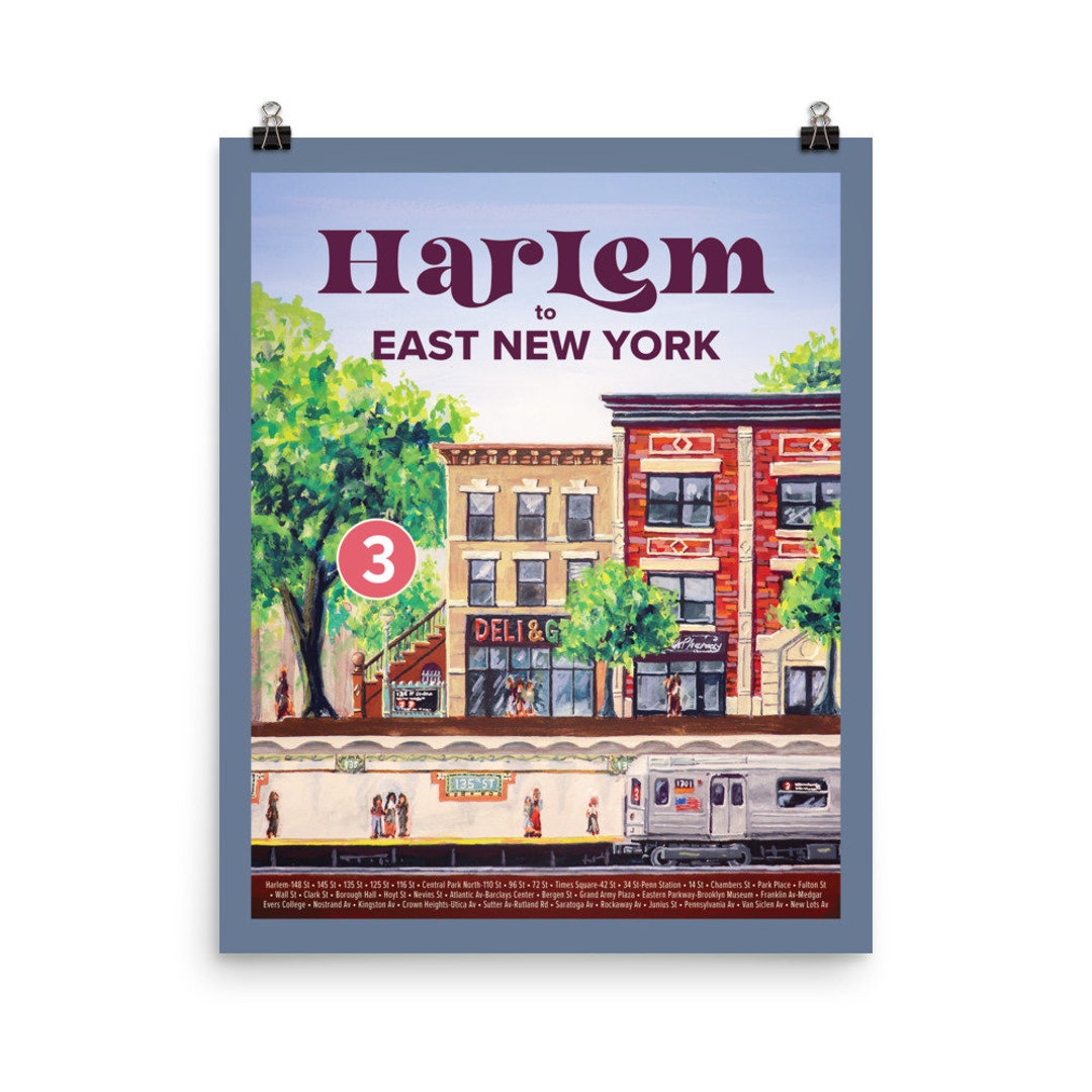 3 Train Subway Poster | Vintage Travel Art Gouache Painting New York ...