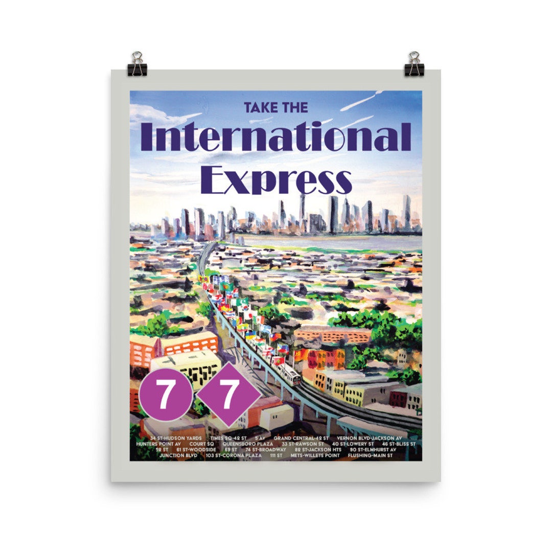 7 Train Subway Poster | Vintage Travel Art Gouache Painting New York ...