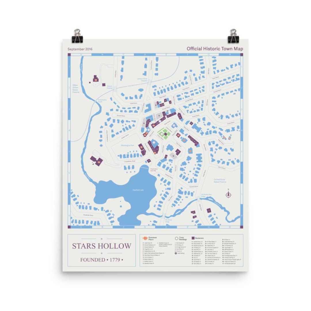 Stars Hollow Map Gilmore Girls Poster / Connecticut New England TV Show ...