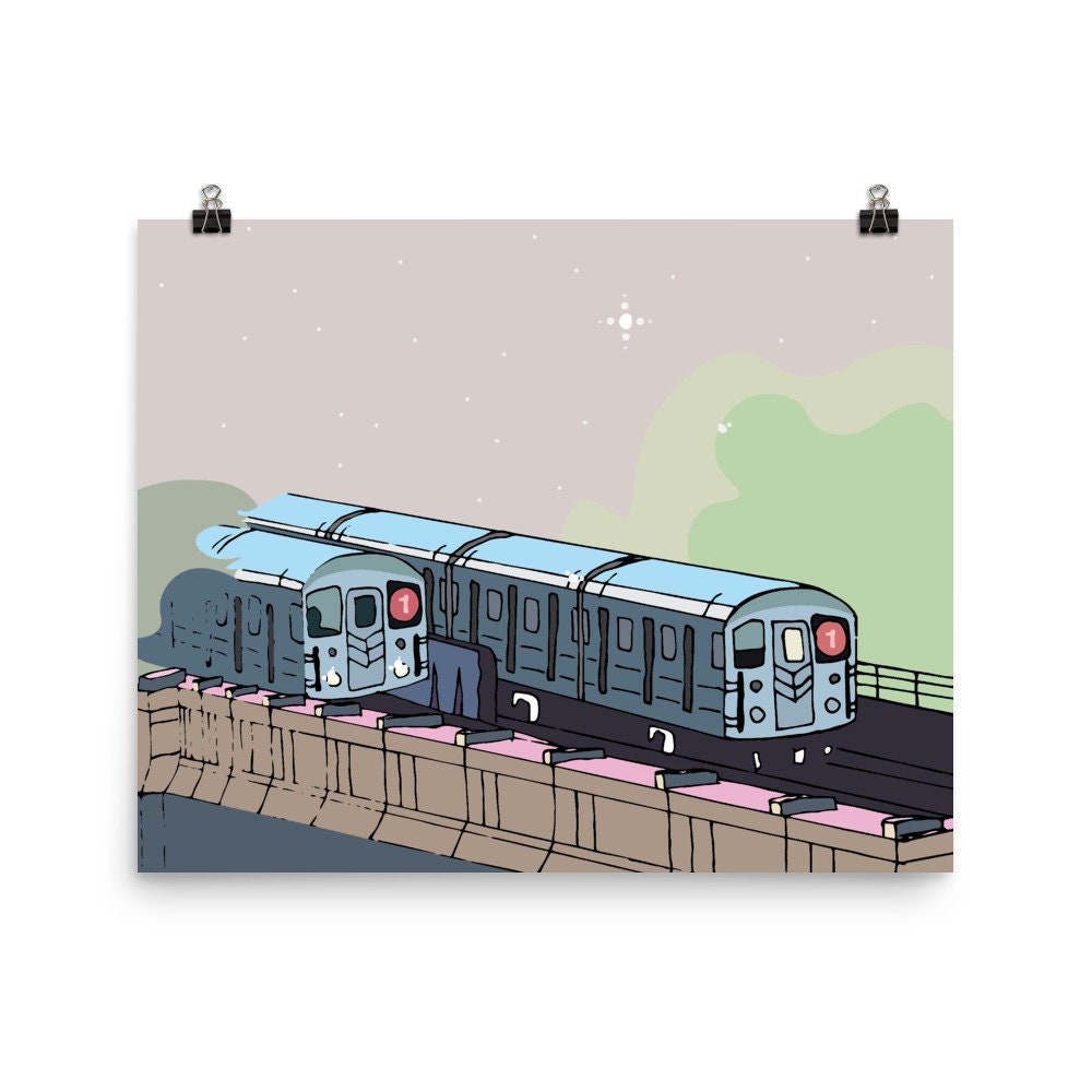 Poster Print NYC Subway 1 Train / New York City / Broadway 7th Avenue ...