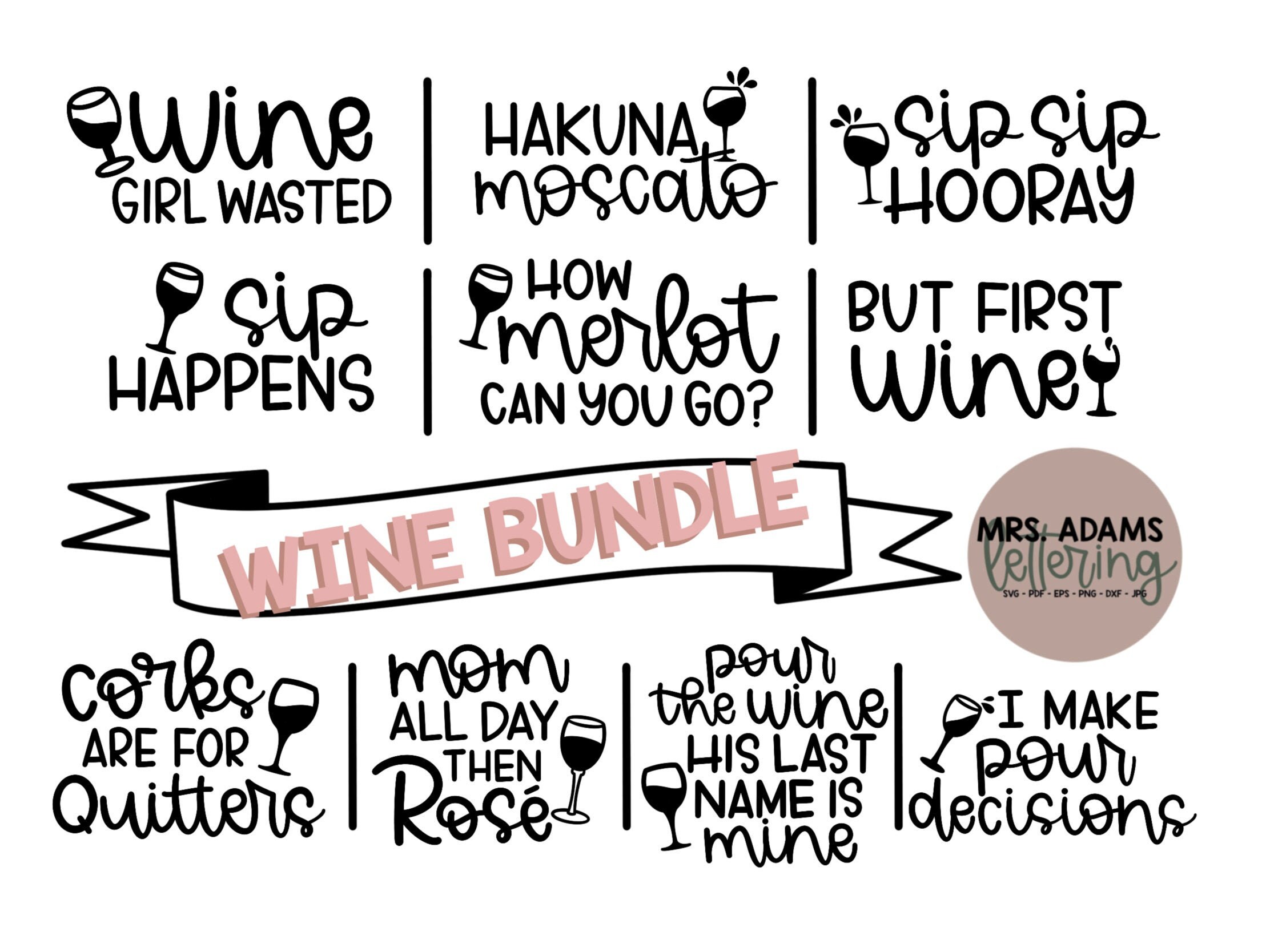 Wine Svg Bundle, Wine Svg, Wine Glass Svg, Wine Bottle Svg, Wine Bundle ...
