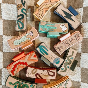 Catching up on My Cowboy Tooled Leather Claw Clips - Etsy