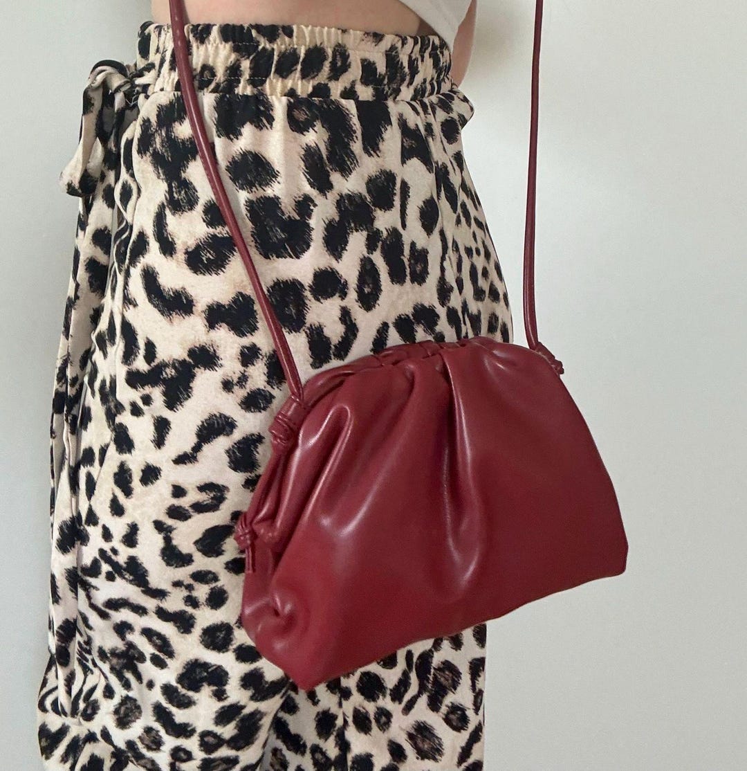 Soft Leather Cloud Bag Ruched Design Purse Women Crossbody Pouch Woven ...