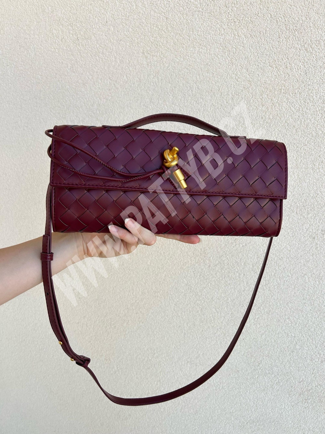Braid Top Handle Clutch Crossbody Gold Detail Handbag Woven Design ...