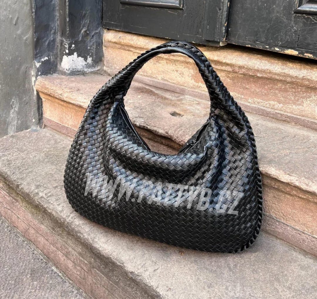 Woven Bag Large Capacity Hobo Slouchy Bag Braid Design Handbag Stylish ...