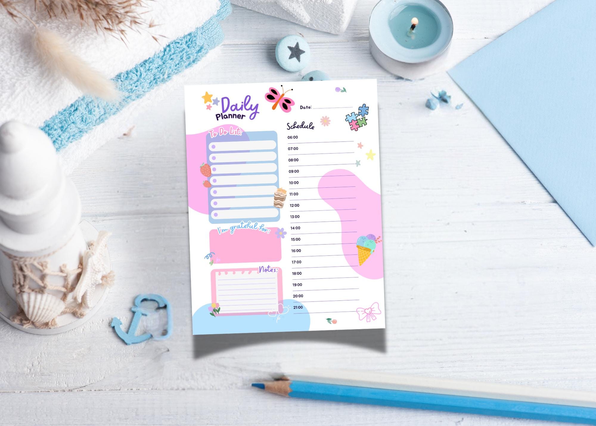 Daily Planner A4 Template | Printable Daily Schedule | Minimalist To-do ...