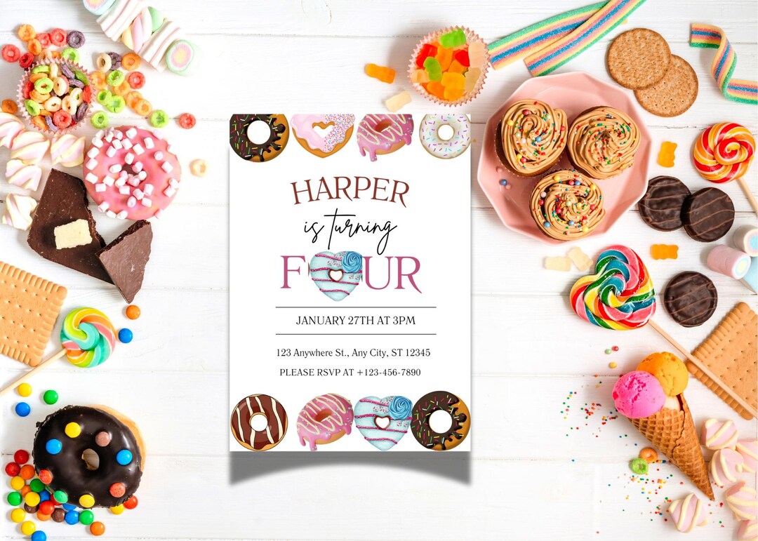 Editable Donut Party Invitation Template -fun & Customizable Birthday ...