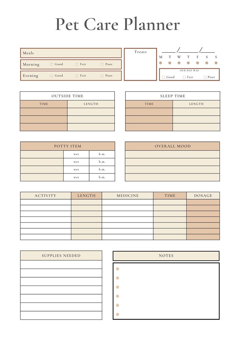 Pet Care Planner Notebook, Pet Wellness Tracker, Veterinarian Visits ...