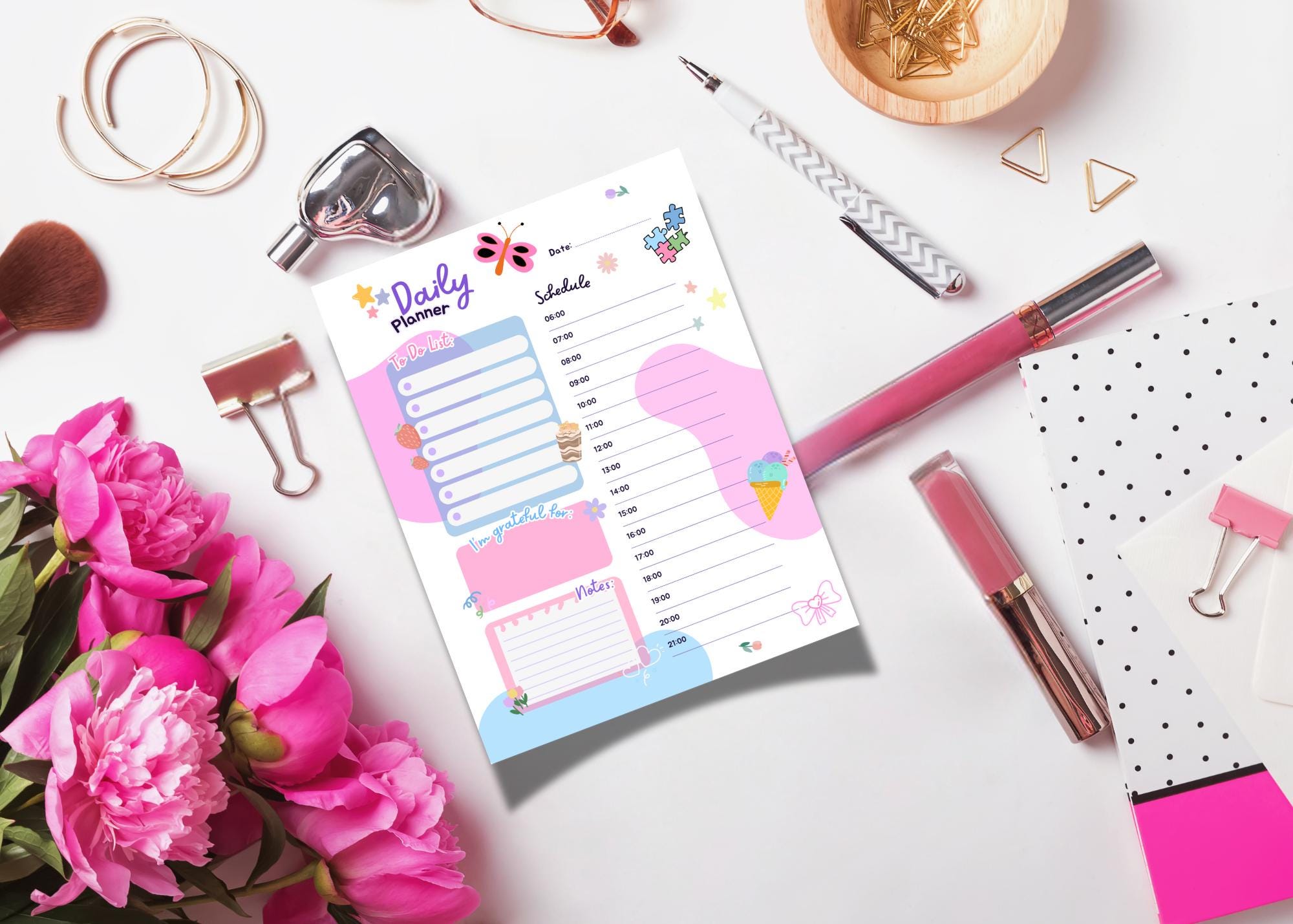 Daily Planner A4 Template | Printable Daily Schedule | Minimalist To-do ...