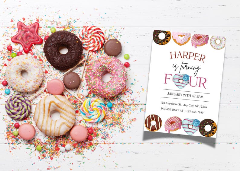 Editable Donut Party Invitation Template -fun & Customizable Birthday ...
