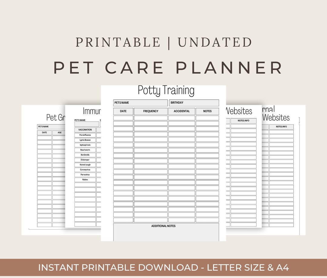 Printable Pet Planner, Fillable Pet Planner, Pet Care Planner, Pet ...