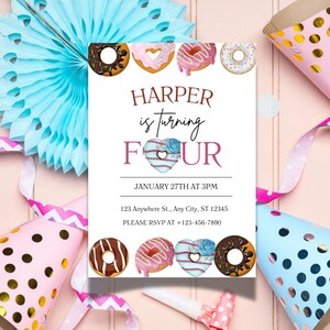 Editable Donut Party Invitation Template -fun & Customizable Birthday ...