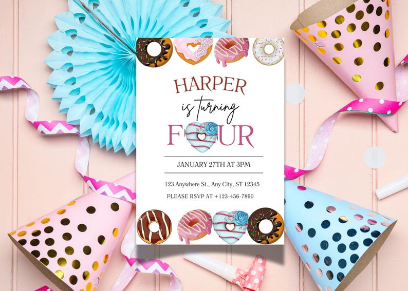 Editable Donut Party Invitation Template -fun & Customizable Birthday ...