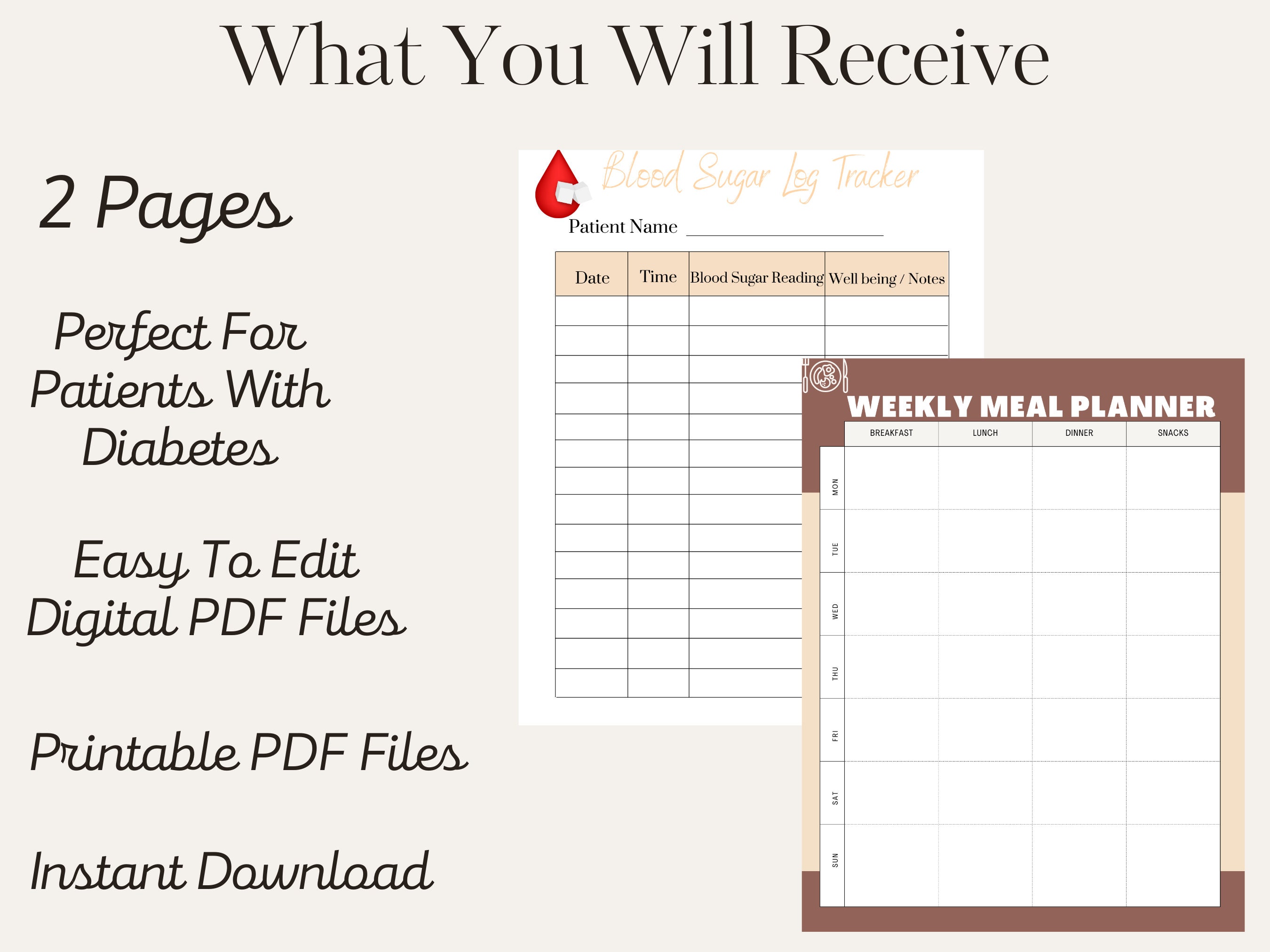 Blood Sugar Log | Blood Sugar Tracker | Diabetic Meal Plan | Diabetic ...