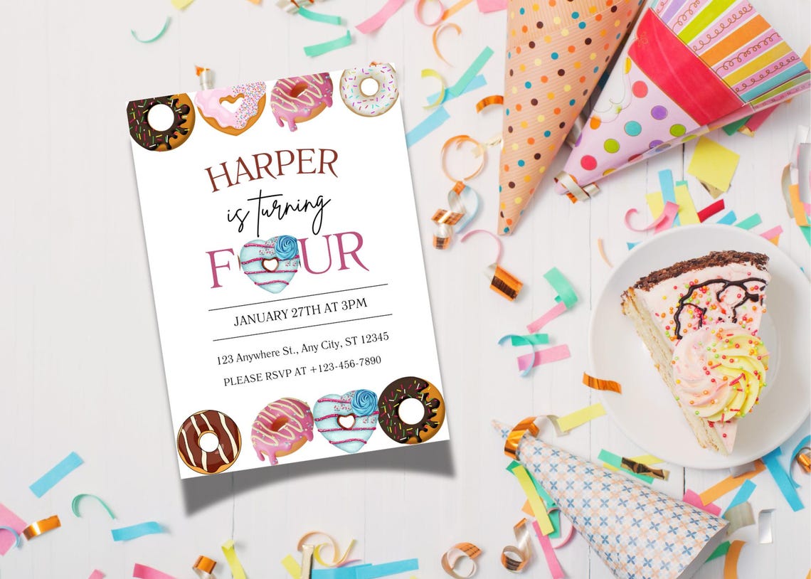 Editable Donut Party Invitation Template -fun & Customizable Birthday ...