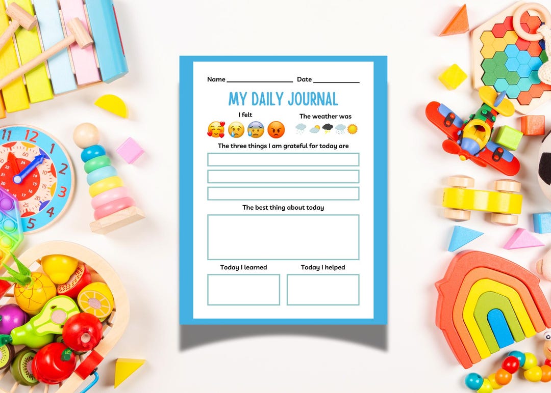 Kids Daily Journal Template - Printable One-page Journal for Kids ...