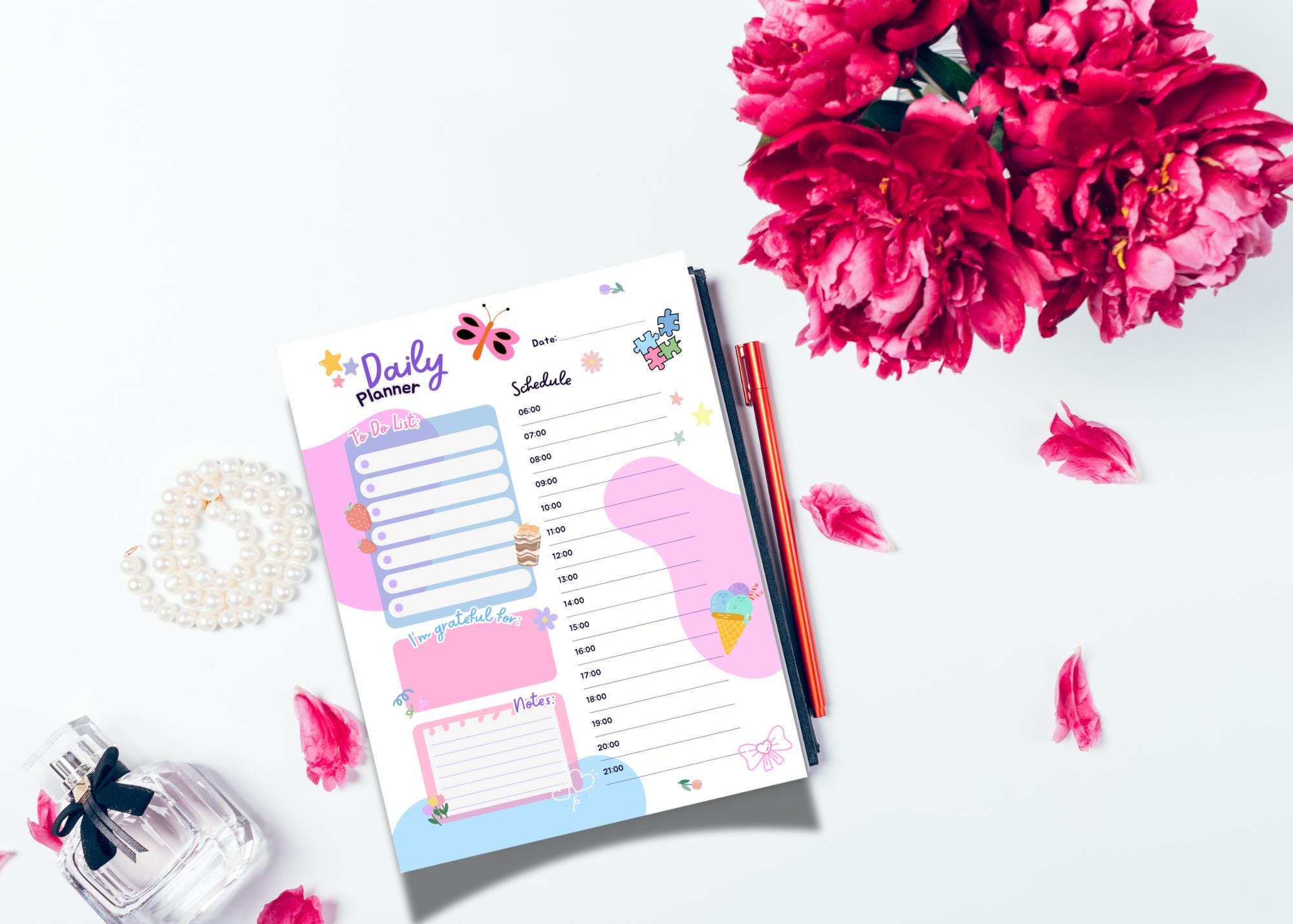 Daily Planner A4 Template | Printable Daily Schedule | Minimalist To-do ...