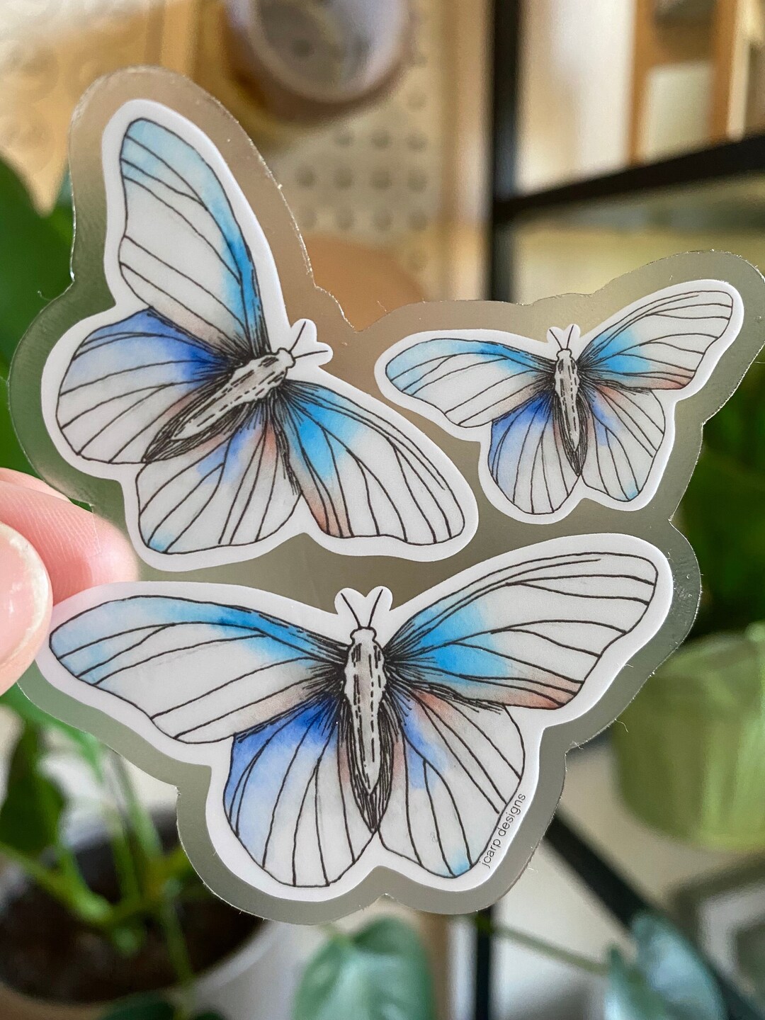 CLEAR Minimal Butterfly Sticker, Watercolor Butterfly Vinyl Sticker ...