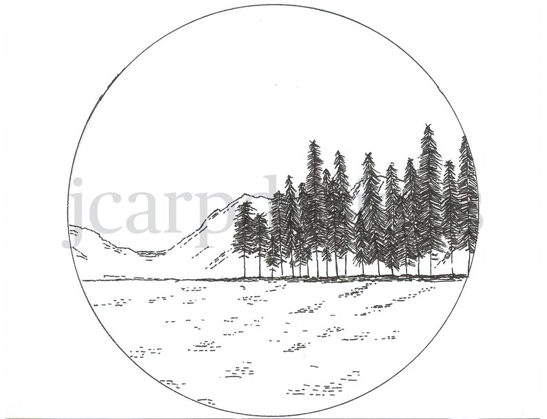 10-minimalist Forest Art Print Lake Illustrated Ink Art Boho - Etsy