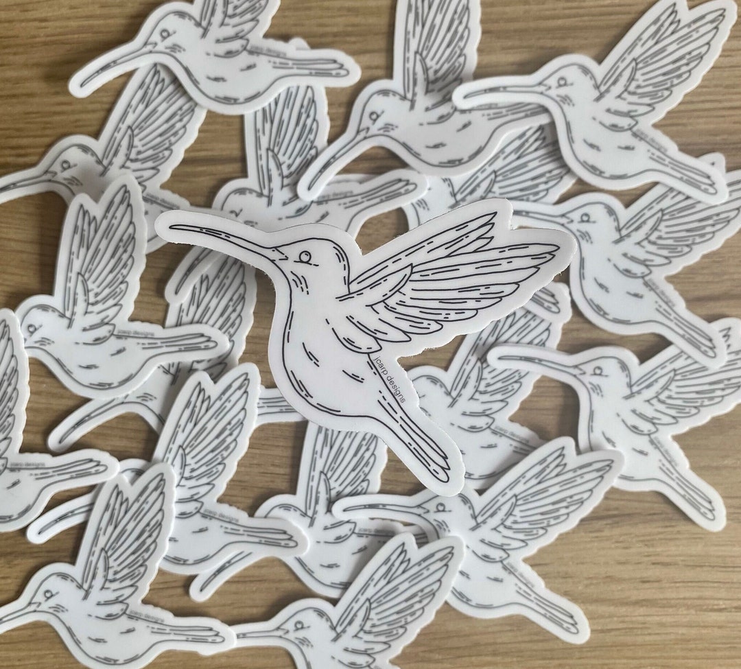 Hummingbird Vinyl Sticker, Minimal Bird Ink Sticker, Waterproof Fade ...
