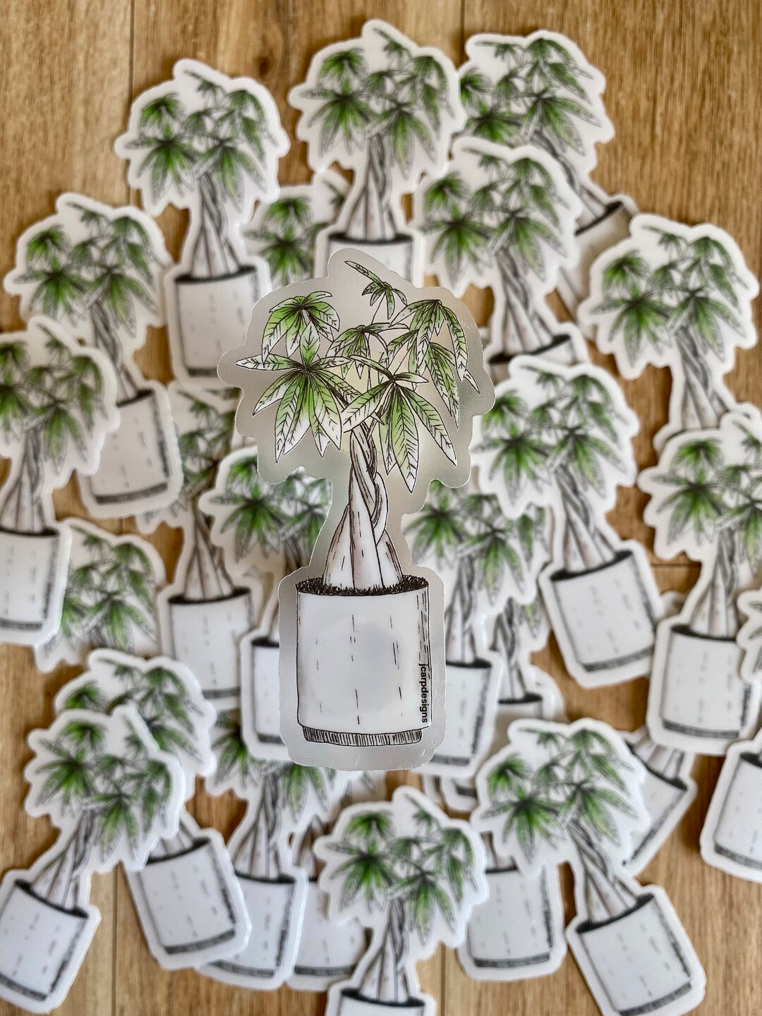 CLEAR Vinyl Money Tree Sticker, Minimal Plant Watercolor Notebook ...