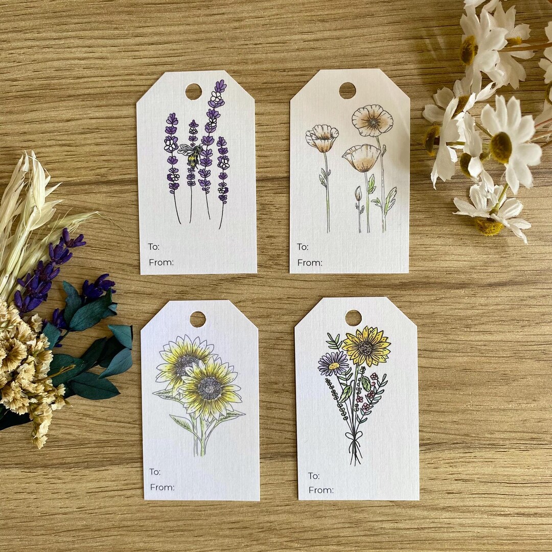 Set of 12 Flower Gift Tags, Variety of Watercolor Gift Tags - Etsy