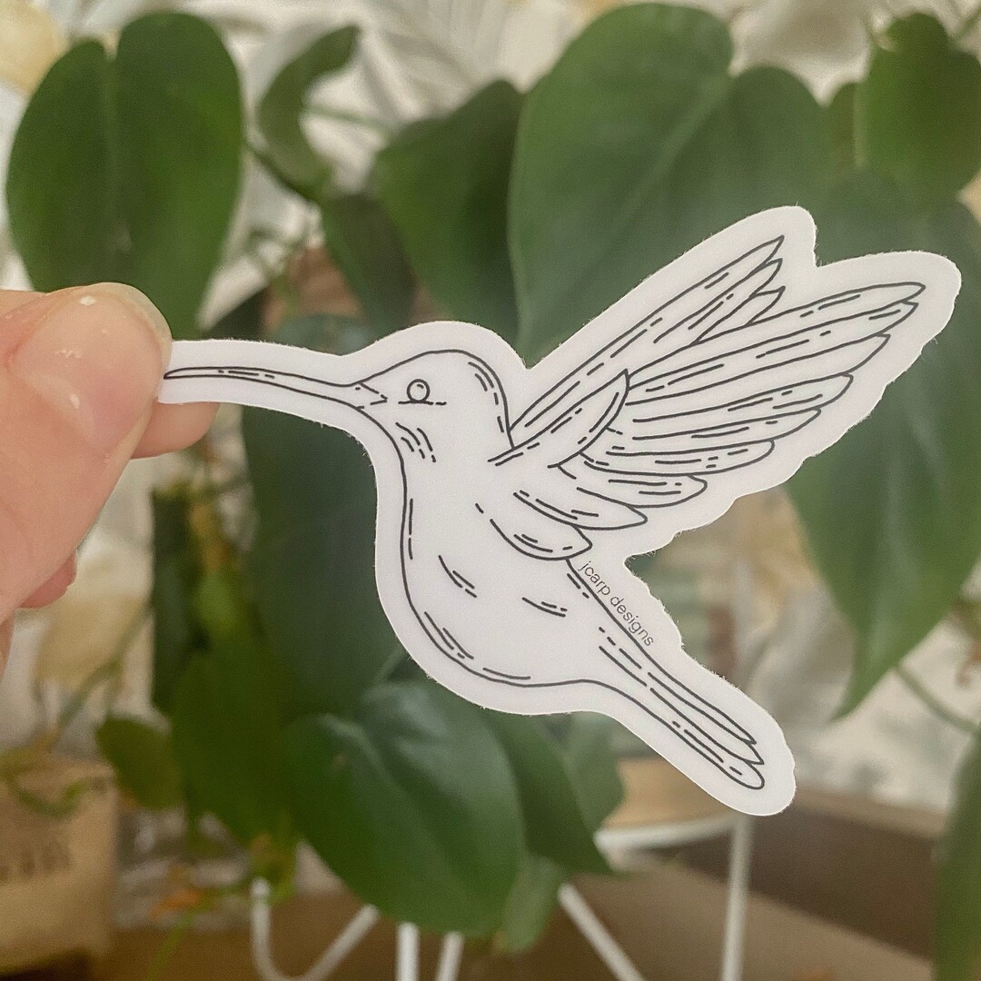 Hummingbird Vinyl Sticker, Minimal Bird Ink Sticker, Waterproof Fade ...