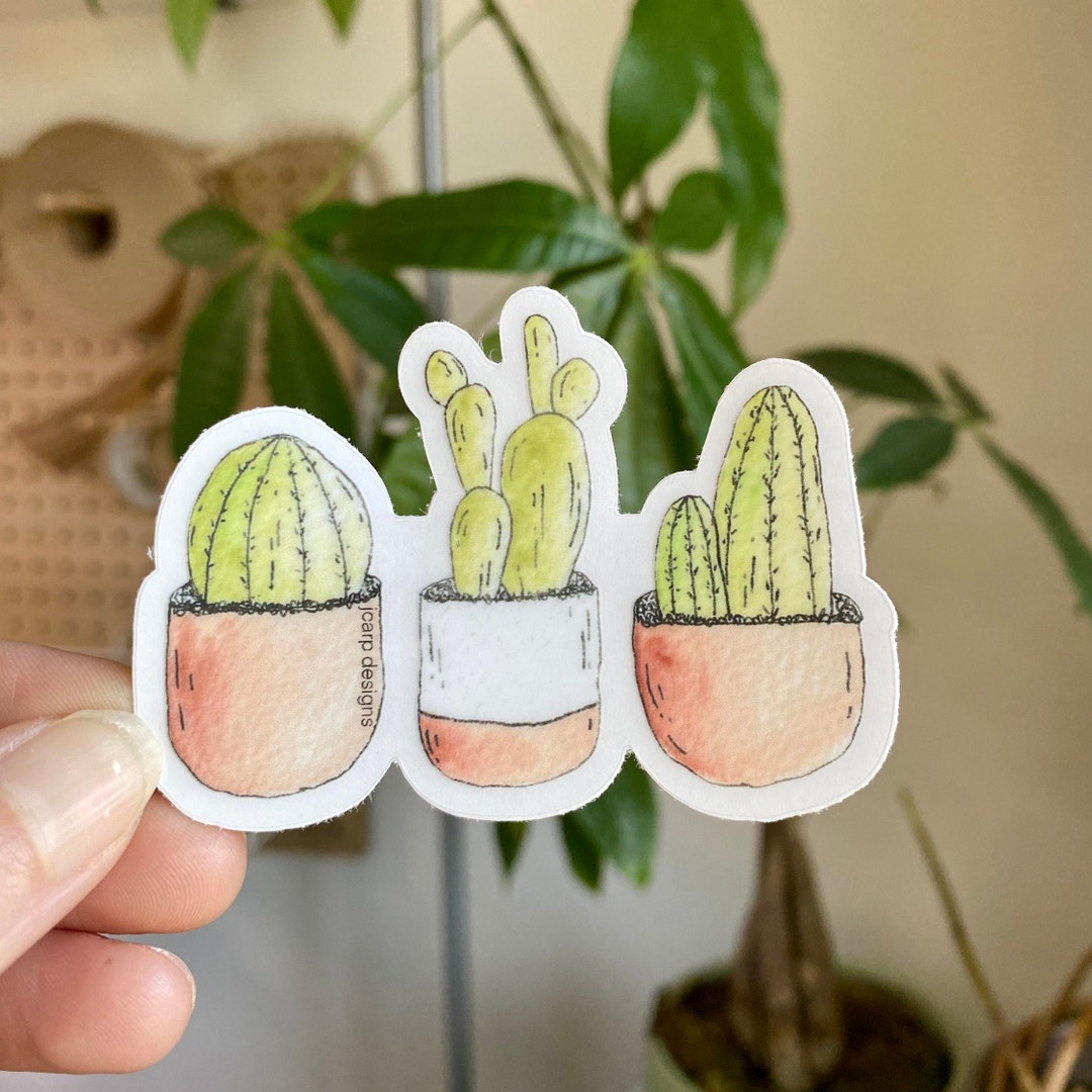 Watercolor Cacti Vinyl Sticker: Minimalist Laptop Decal - Etsy