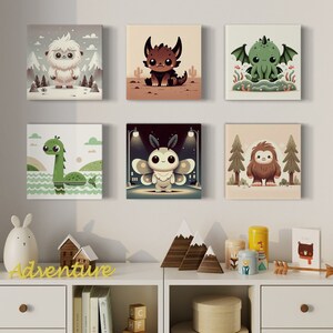 6pk Cryptid Nursery Art, Cryptozoology Wall Art, Baby, Big Foot, Yeti ...