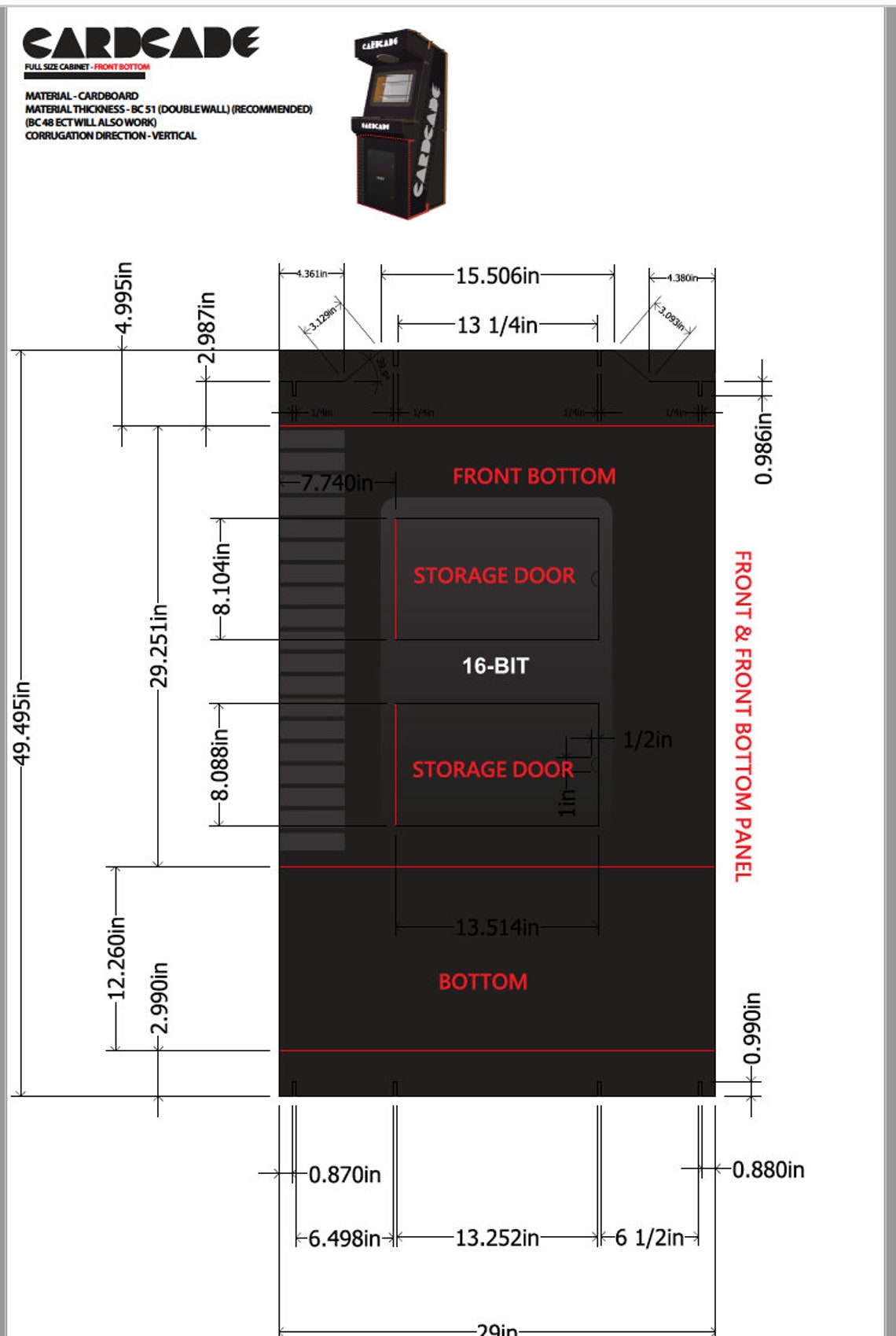Arcade Cabinet Template | Etsy