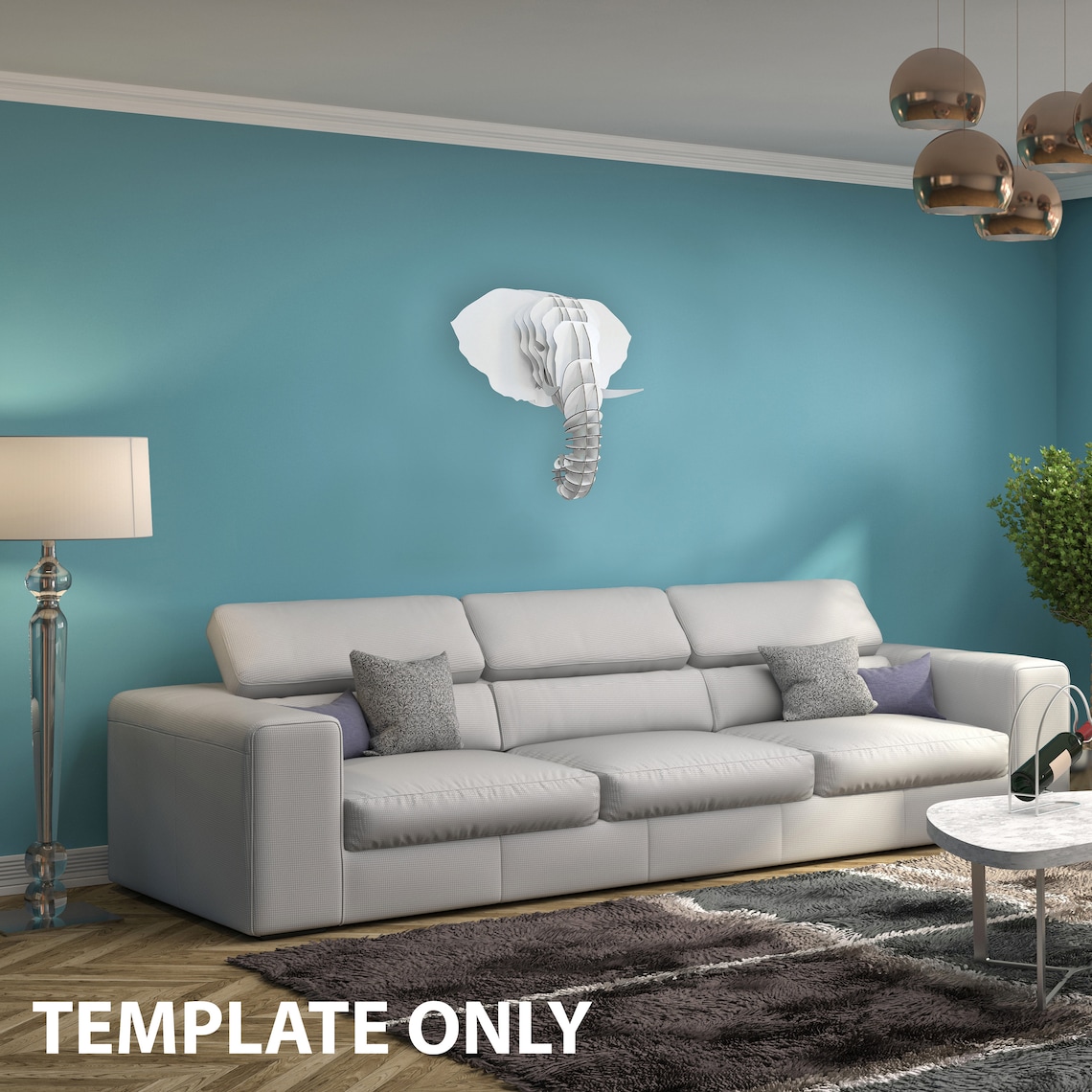 Cardboard Elephant Head template - Etsy