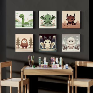 6pk Cryptid Nursery Art, Cryptozoology Wall Art, Baby, Big Foot, Yeti ...